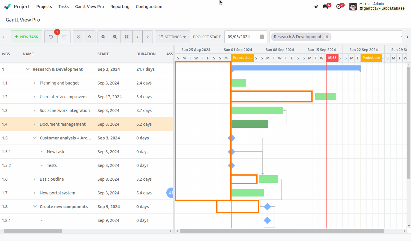Bryntum Gantt for Odoo Docs